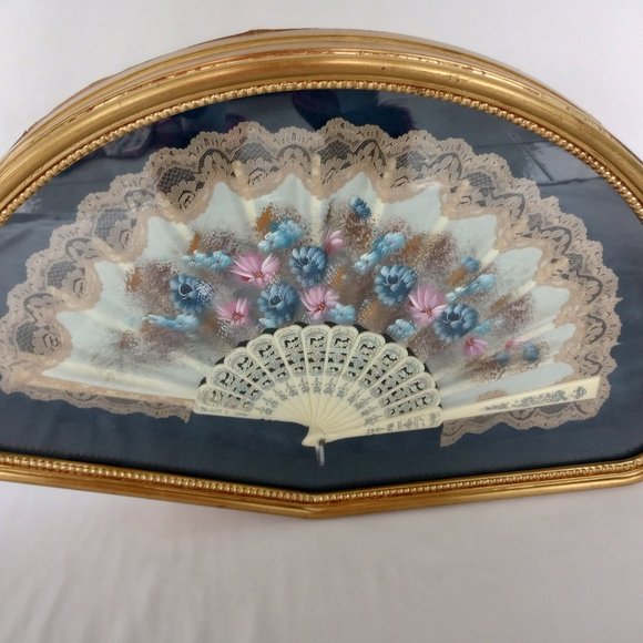 Wall Decor | Victorian French Hand Painted Signed Hand Fan Shadow Box ...